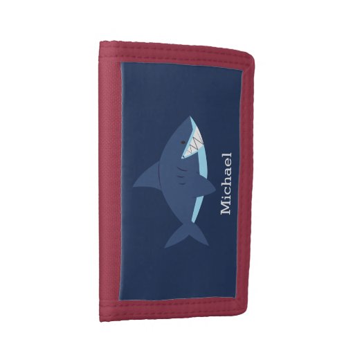 Cool Blue Smiling Shark Trifold Wallet | Zazzle