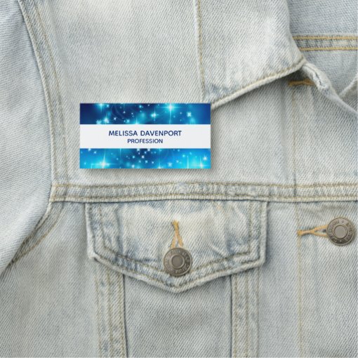 Cool Blue Sparkling Lights Abstract Background Name Tag | Zazzle