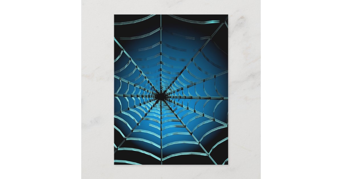 Cool Blue Spider Web Postcard | Zazzle