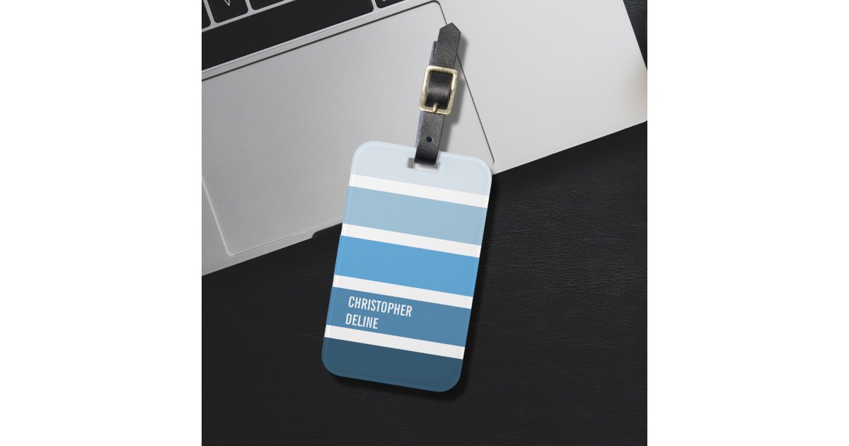Cool Blue Stripes Luggage Tag | Zazzle