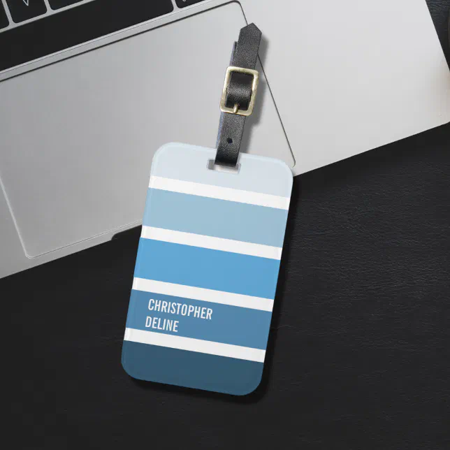 Cool Blue Stripes Luggage Tag | Zazzle