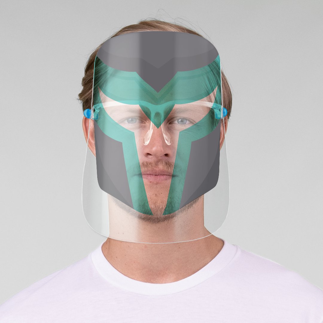 Cool Blue & Teal Green Superhero Helmet Face Shield | Zazzle