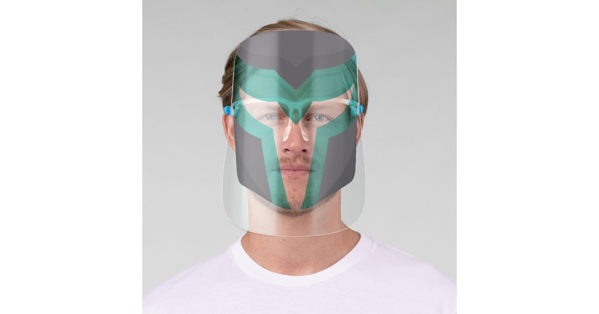 Cool Blue & Teal Green Superhero Helmet Face Shield | Zazzle