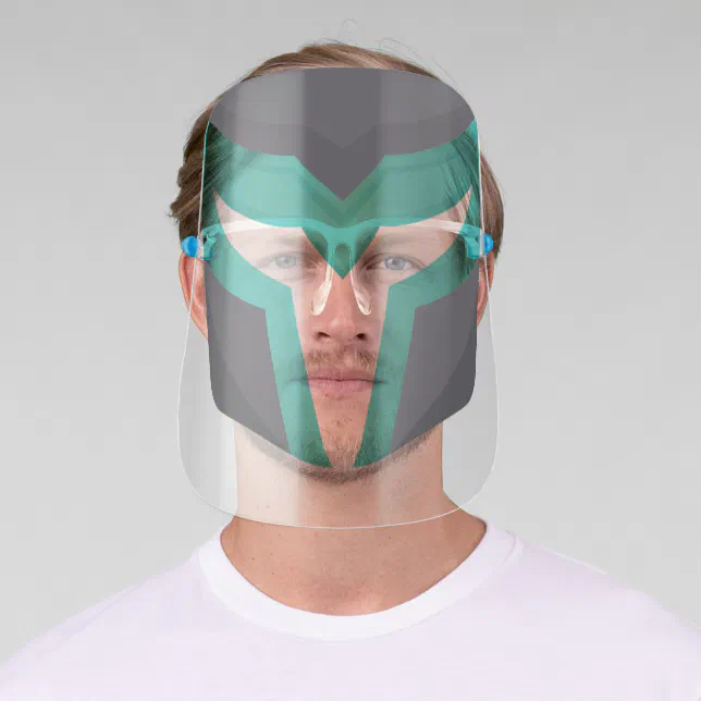 Cool Blue & Teal Green Superhero Helmet Face Shield | Zazzle