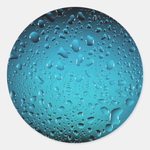 Cool Blue water drops Classic Round Sticker | Zazzle