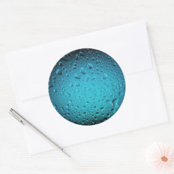 Cool Blue water drops Classic Round Sticker | Zazzle