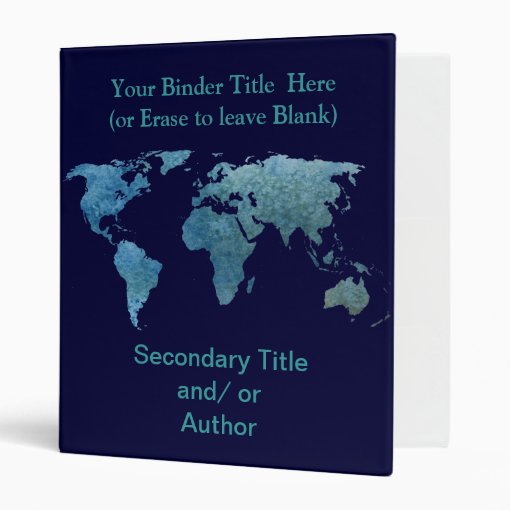 Cool Blue World Map Binder | Zazzle