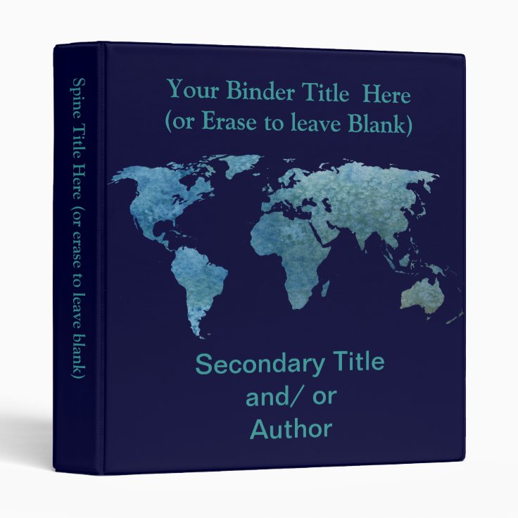 Cool Blue World Map Binder | Zazzle