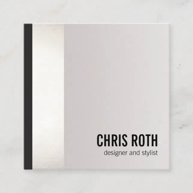 Cool Bold Modern Black and Silver Stripe Square Square Business Card ...