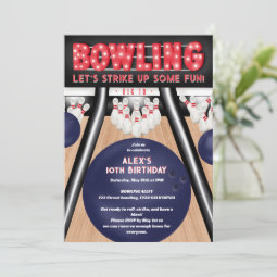 Cool Bowling kid birthday party strike up some fun Invitation | Zazzle