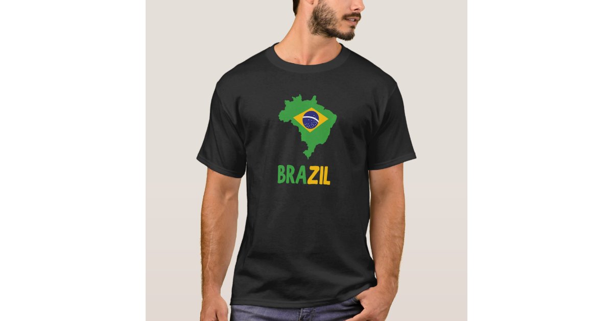 COOL BRAZIL FLAG AND MAP T-Shirt | Zazzle
