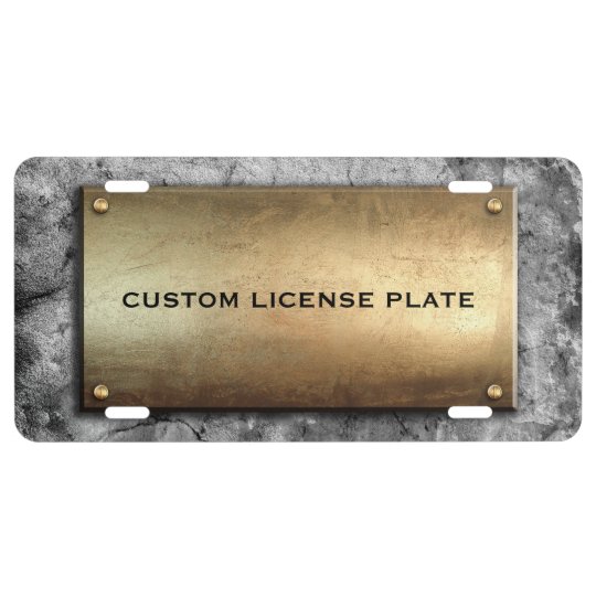 Cool Bronze Plaque Gray Concrete Custom License License Plate | Zazzle.com