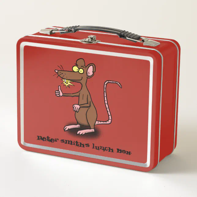 Cool brown rat cartoon lunch box. metal lunch box | Zazzle