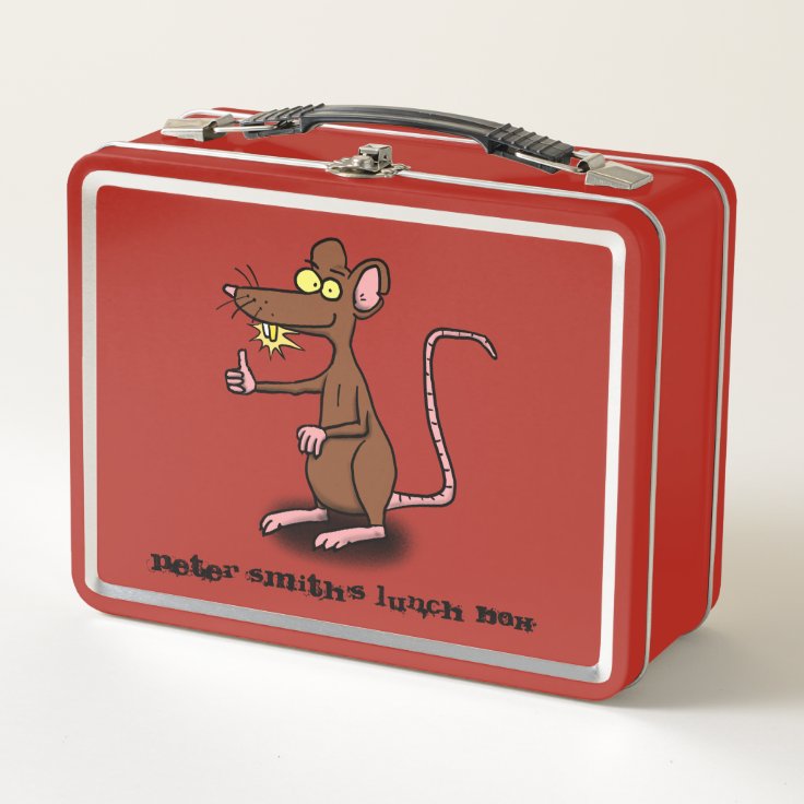 Cool brown rat cartoon lunch box. metal lunch box | Zazzle