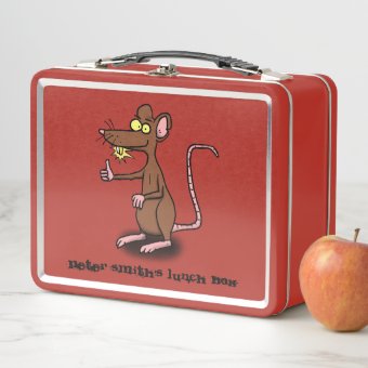 Cool brown rat cartoon lunch box. metal lunch box | Zazzle