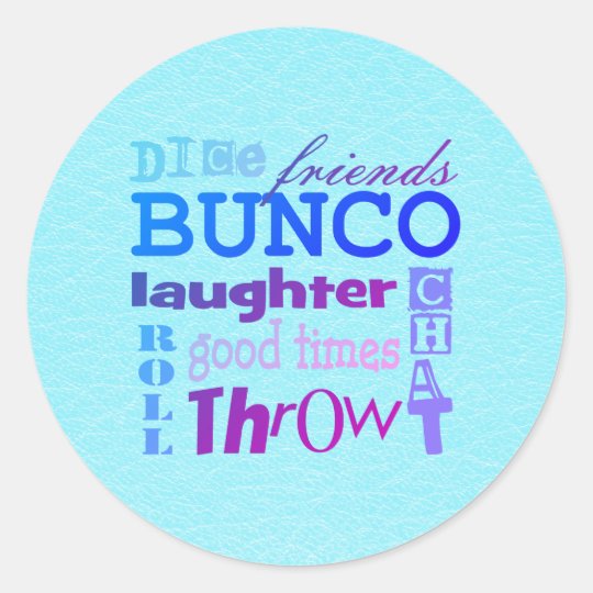 Cool Bunco Theme Dice Party Typography Classic Round Sticker | Zazzle.com