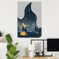 Cool Camping Camper Campfire Under Stars Mountains Poster | Zazzle