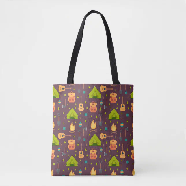 Cool Camping Pattern Outdoorsy Design Tote Bag | Zazzle