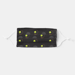 Cool Caps Tennis Rackets and Yellow Balls Black Adult Cloth Face Mask ...