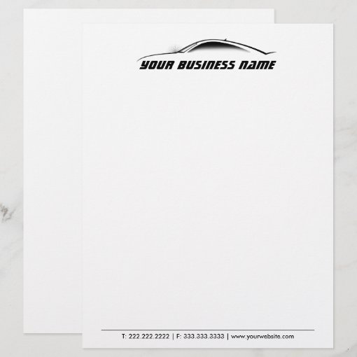 Cool Car Outline Auto Repair Business Letterhead | Zazzle