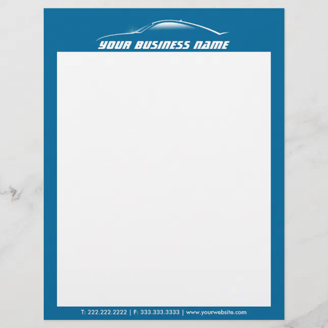 Cool Car Outline Automotive Business Letterhead | Zazzle