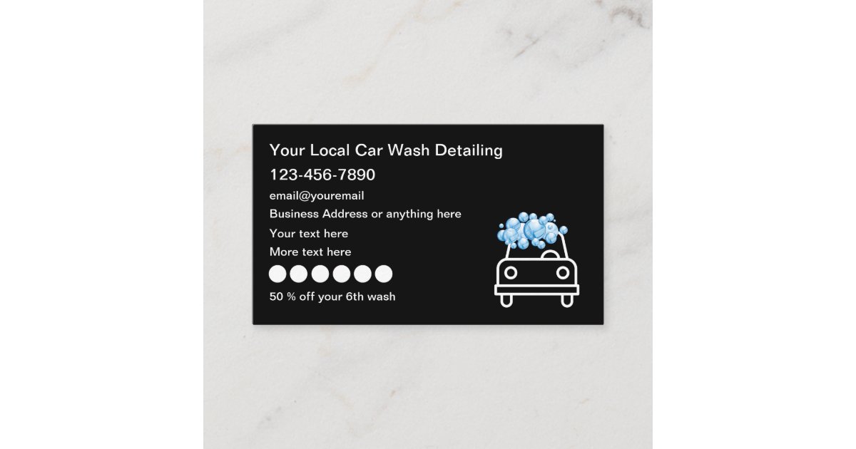 Cool Car Wash Loyalty Rewards Auto Detailing Business Card | Zazzle