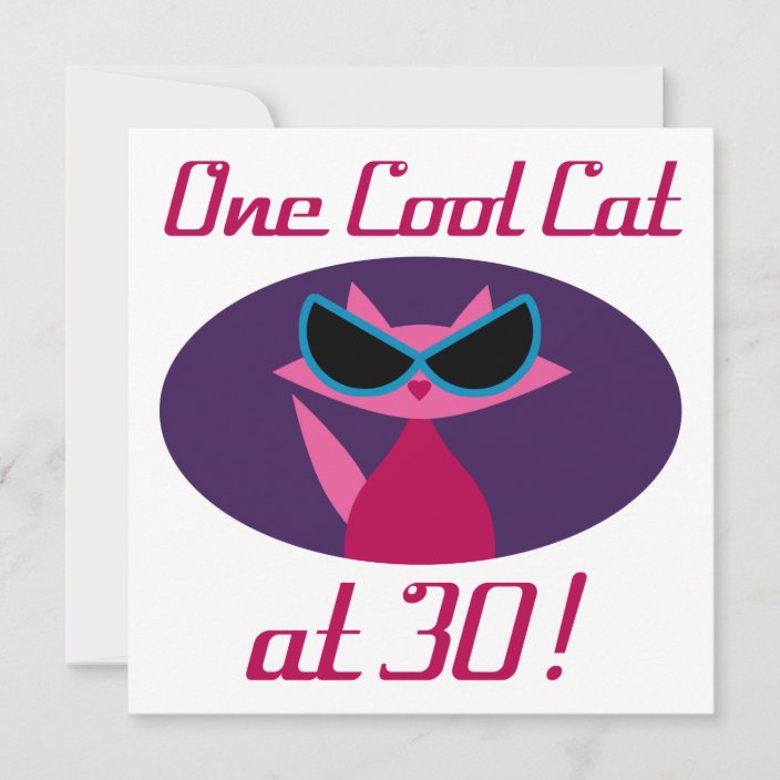 Cool Cat 30th Birthday Card | Zazzle.com