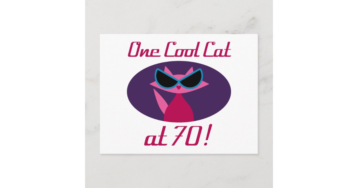 Cool Cat 70th Birthday Postcard | Zazzle