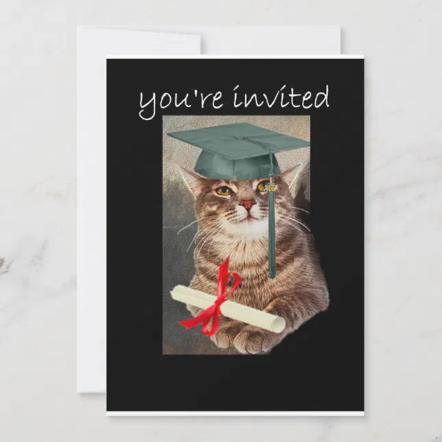 Cool Cat graduation party invitation | Zazzle