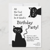 Cool Cats Birthday Party - Black Cartoon Cat Invitation | Zazzle