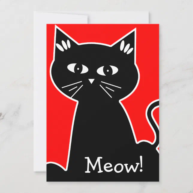 Cool Cats Birthday Party - Black Cartoon Cat Invitation | Zazzle