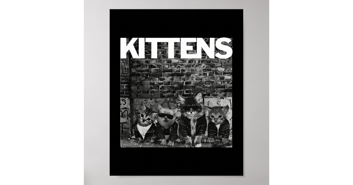 Cool Cats Kittens Meow Punk Rock Band Funny Cat Lo Poster | Zazzle
