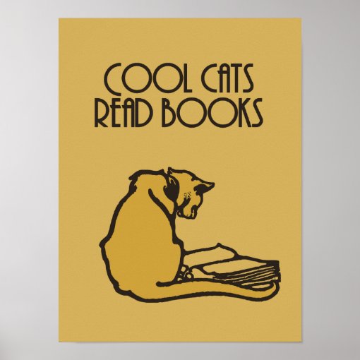 Cool cats read books retro style poster | Zazzle