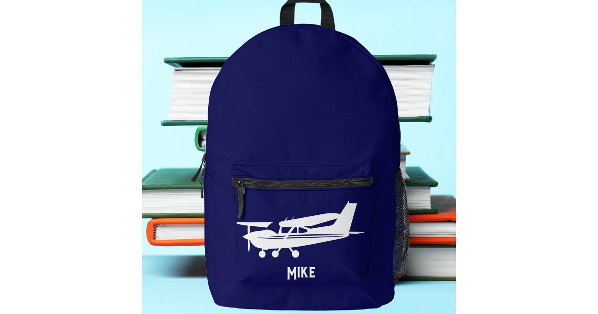 Cool Cessna Airplane,Simple,Blue,Aviation Printed Backpack | Zazzle