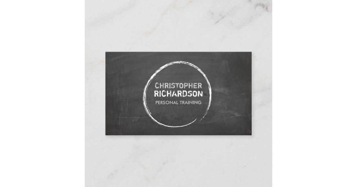 COOL CHALKBOARD CIRCLE with YOUR NAME Business Card | Zazzle