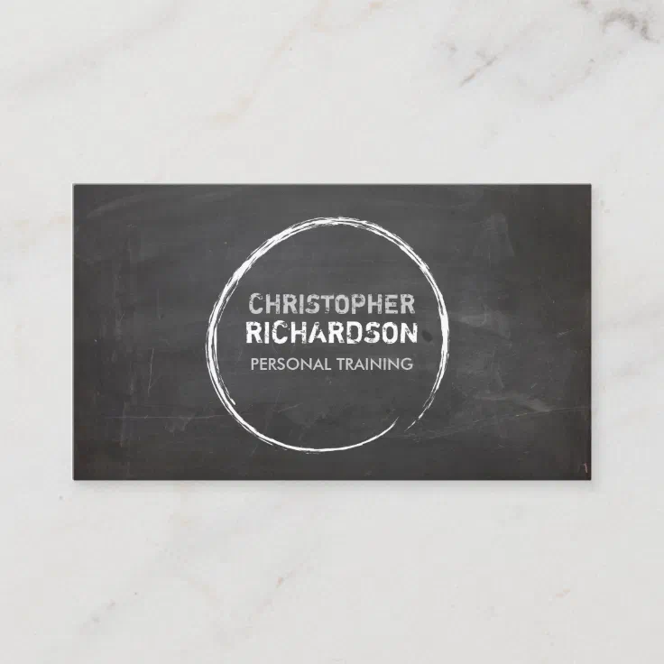 COOL CHALKBOARD CIRCLE with YOUR NAME Business Card | Zazzle