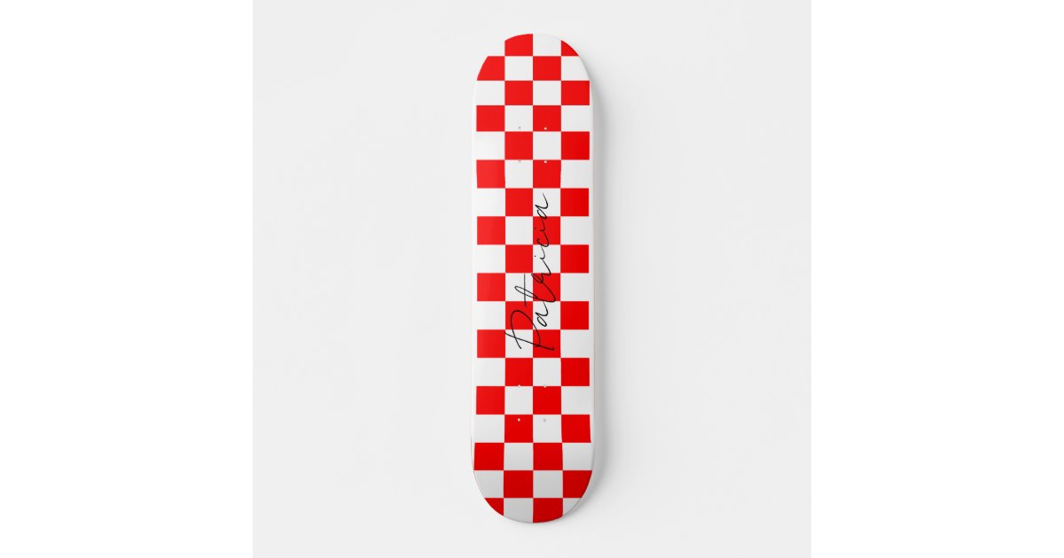 Cool Checkerboard Pattern Red Skateboard | Zazzle