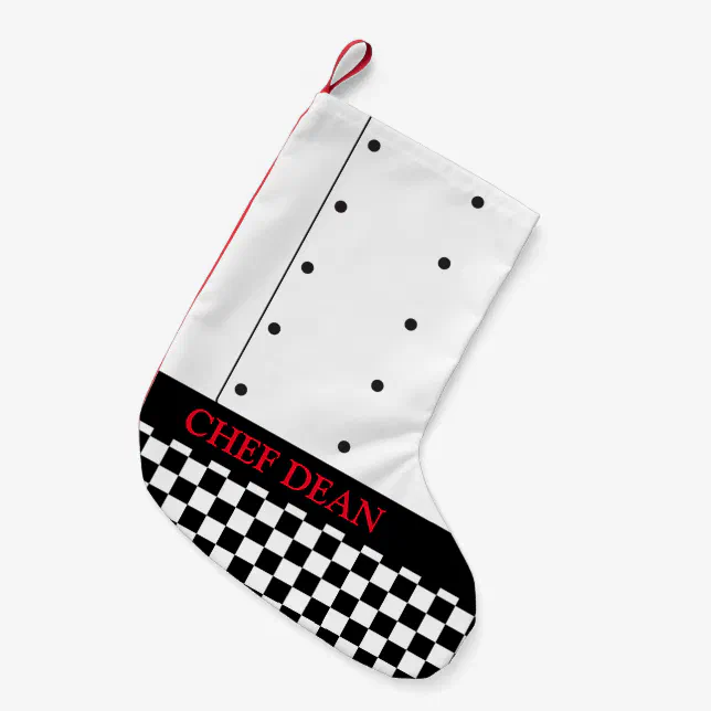 Cool Chef Tunic and Checkered Pants Small Christmas Stocking | Zazzle