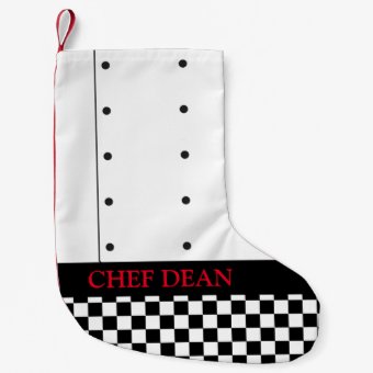 Cool Chef Tunic and Checkered Pants Small Christmas Stocking | Zazzle