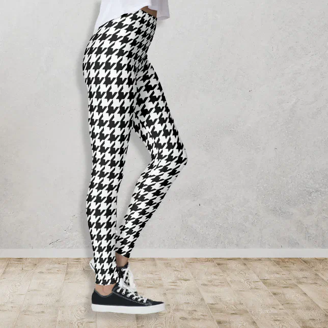 Cool Chic houndstooth Checkered Pattern Your Color Leggings | Zazzle