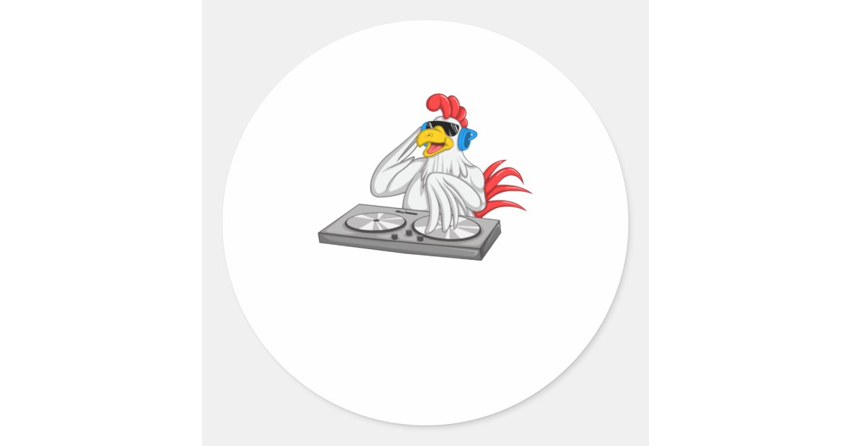 Cool Chicken DJ Funny Party Animal Music Mi Classic Round Sticker | Zazzle