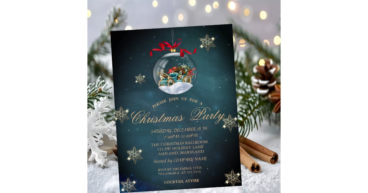 Cool Christmas Balls, Snowflakes Company Party Invitation | Zazzle