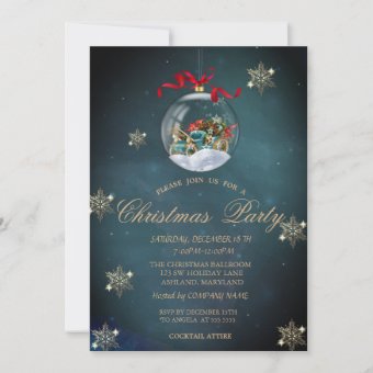 Cool Christmas Balls, Snowflakes Company Party Invitation | Zazzle