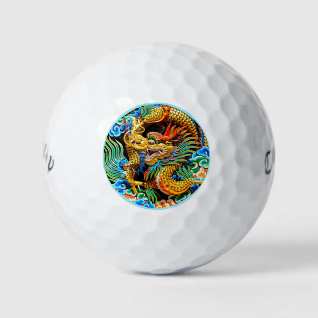 Cool classic chinese dragon painting vintage art golf balls | Zazzle