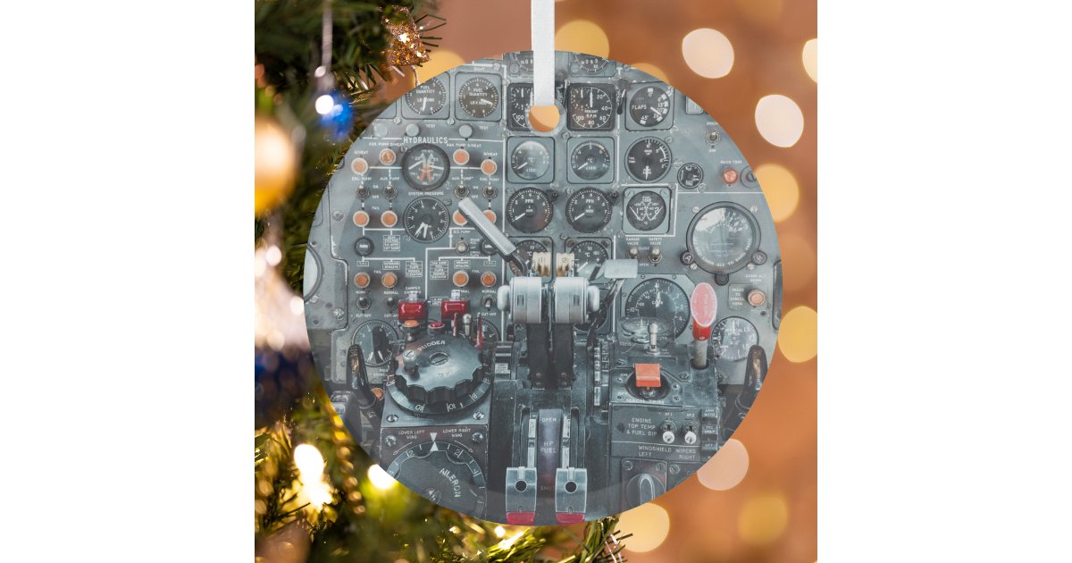 Cool Cockpit Airplane Photo Aviation Aircraft Glass Ornament | Zazzle