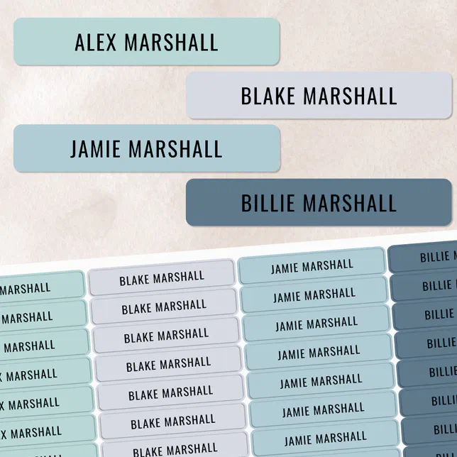 Cool Color Coded Kids Waterproof Name Labels | Zazzle