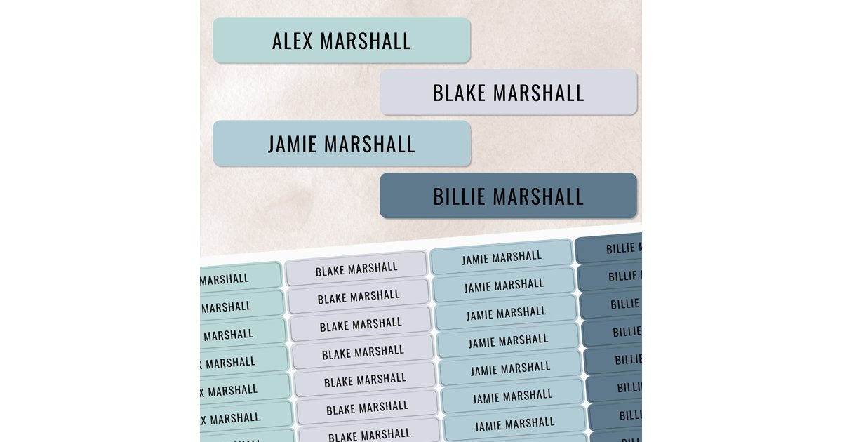 Cool Color Coded Kids Waterproof Name Labels | Zazzle