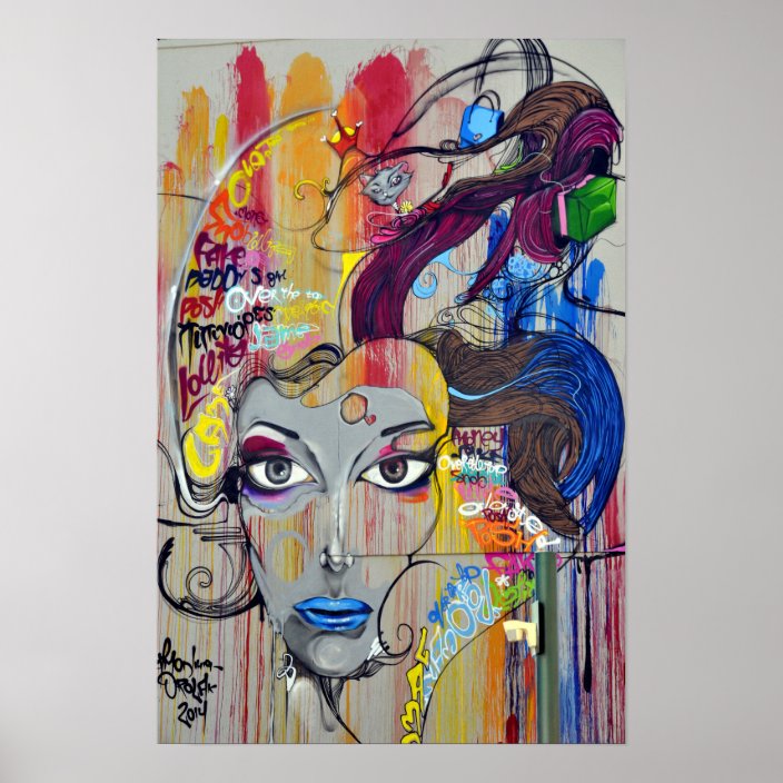Cool colorful graffiti of women poster | Zazzle.com