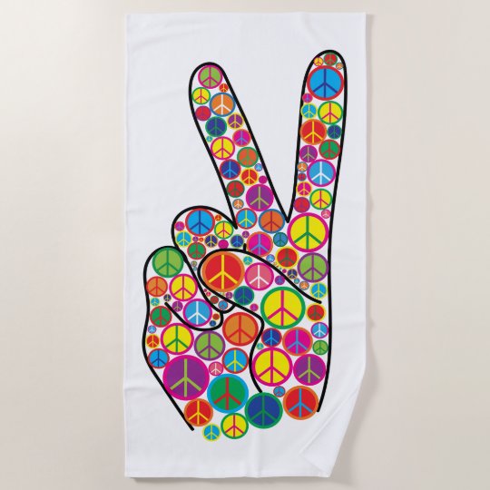 Cool Colorful Groovy Peace Signs Hand Beach Towel | Zazzle.com