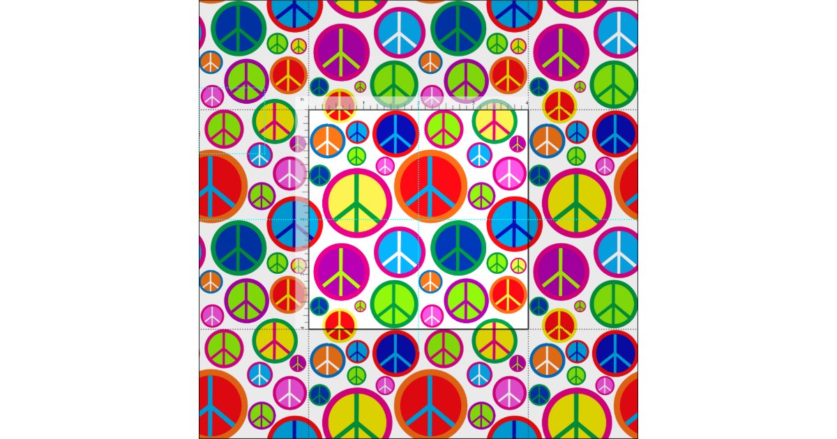 Cool Colorful Groovy Peace Symbols Fabric | Zazzle